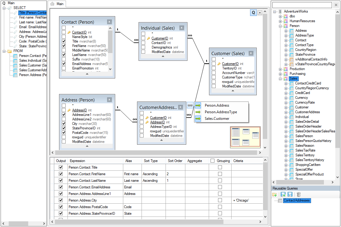 Visual Query Builder Sql Component For Net Winforms Aspnet Java Vcl And Activex